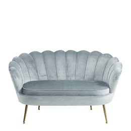 Pharao24.de Graues Zweisitzer Sofa aus Samt Retro Look