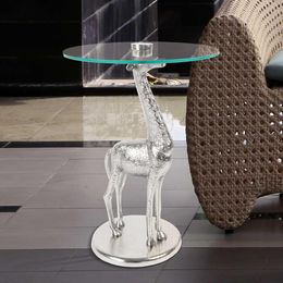 Pharao24.de Designtisch mit Giraffen S&auml;ulengestell runder Glasplatte