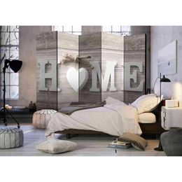 Pharao24.de Raumteiler Paravent mit Home Aufschrift und wei&szlig;em Herz Holz White Wash