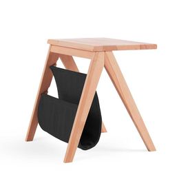 Pharao24.de Design Nachttisch aus Kernbuche Massivholz Schwarz Webstoff