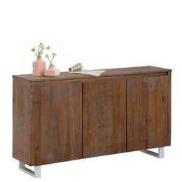 Pharao24.de Modernes Sideboard in Kiefer dunkel B&uuml;gelgestell aus Metall