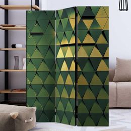 Pharao24.de Spanische Wand in Gr&uuml;n und Goldfarben geometrischem Dreieck Muster