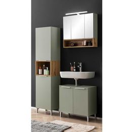Pharao24.de Badm&ouml;bel Set im Skandi Design Metallgriffen (dreiteilig)