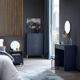 Pharao24.de Schlafzimmer Set Komplettschlafzimmer in Dunkelblau Made in Germany (vierteilig)