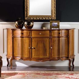 Pharao24.de Anrichte im Barock Design 165 cm aus Buche Massivholz in Nussbaumfarben 165x91x48 cm Pharao24