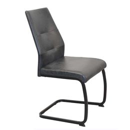 Pharao24.de Freischwinger Stuhl Set in Anthrazit Vintage und Schwarz Microfaser Bezug (4er Set)