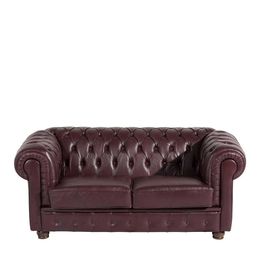Pharao24.de Rotbraunes Ledersofa im Chesterfield Look 172 cm breit