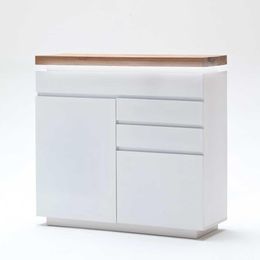 Pharao24.de Sideboard in Wei&szlig; mit Wildeiche Massivholz