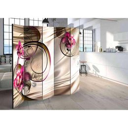 Pharao24.de Spanische Wand mit Orchideen und Blumen Ranken Beige und Pink
