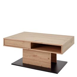 Pharao24.de Wohnzimmer Tisch mit zwei Schubladen Eichefarben und Schwarz