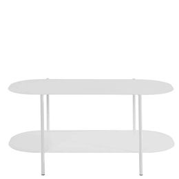 Pharao24.de Wei&szlig;er Metall Wohnzimmer Tisch in ovaler Form 100 cm breit