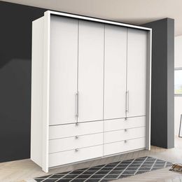 Pharao24.de Schlafzimmerkleiderschrank mit Metallgriffen Wei&szlig;