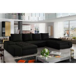 Pharao24.de Ecksofa Couchlandschaft in Schwarz mit Schlaffunktion