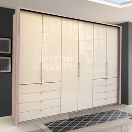 Pharao24.de Kombi Kleiderschrank mit viel Stauraum Cremefarben und Eiche S&auml;gerau
