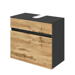 Pharao24.de Waschtischunterschrank in Wildeichefarben und Anthrazit 60 cm breit