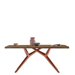 Pharao24.de Designtisch aus Teak Recyclingholz Metall Vierfu&szlig;gestell