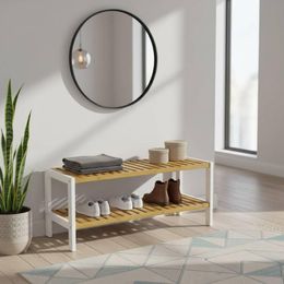 Pharao24.de Schuhregal in Wei&szlig; Bambus 70 cm breit