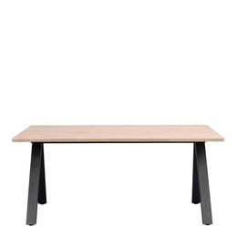 Pharao24.de Moderner Esstisch aus Eiche Massivholz und Metall schwarz 170 cm breit