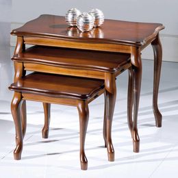 Pharao24.de Beistelltisch Set Nussbaum furniert italienischen Design (dreiteilig)