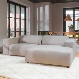 Pharao24.de Sofa Eck Cremefarben modern aus Boucle Stoff 234 cm breit