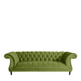 Pharao24.de Olivgr&uuml;nes Samtvelours Sofa im Barockstil 253 cm breit