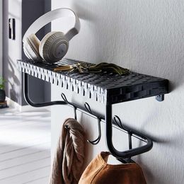 Pharao24.de Schwarze Garderobe B&uuml;ro aus Metall die Wandmontage