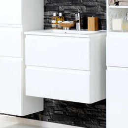 Pharao24.de Hochglanz Waschtisch in Wei&szlig; modern