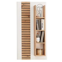 Pharao24.de Wand Regal Wohnzimmer in Wei&szlig; Wildeichefarben