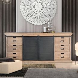Pharao24.de Sideboard Kommode mit Schiebet&uuml;ren und sechs Schubladen