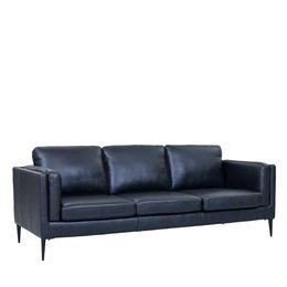 Pharao24.de Ledersofa Couch mit Fu&szlig;gestell aus Metall und Armlehnen