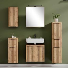 Pharao24.de Design Waschplatz Set in Wildeichefarben Made in Germany (f&uuml;nfteilig)