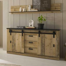 Pharao24.de Modernes Landhaus Sideboard mit Stallt&uuml;ren Optik 162 cm breit