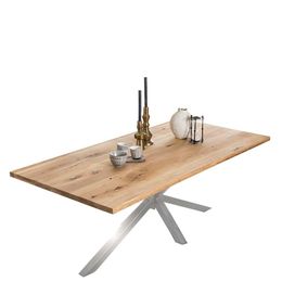 Pharao24.de Esszimmertisch aus Wildeiche Massivholz und Eisen Loft Design