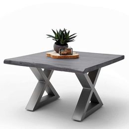 Pharao24.de Couchtisch Designercouchtisch mit X Gestell und nat&uuml;rlicher Baumkante