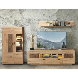 Pharao24.de Schrankwand in Wildeiche Hirnholz Optik 270 cm breit (dreiteilig)
