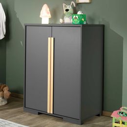 Pharao24.de Kinderzimmer W&auml;scheschrank in Anthrazit 116 cm hoch 86 cm breit