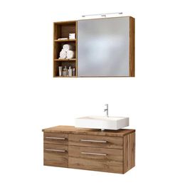 Pharao24.de Waschplatz Set in Wildeichefarben Made in Germany (dreiteilig)