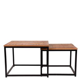 Pharao24.de Couchtische aus Mangobaum Massivholz und Metall handgearbeitet (zweiteilig)
