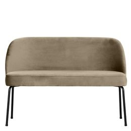 Pharao24.de Esszimmer Sofa in hell Khaki Samt Vierfu&szlig;gestell aus Metall