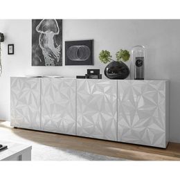 Pharao24.de Esszimmer Sideboard in Wei&szlig; Hochglanz 4-t&uuml;rig