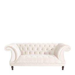 Pharao24.de Sofa 2-Sitzer Cremefarben aus Samtvelours Neo Barock Stil