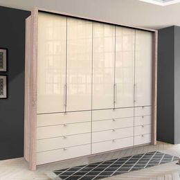 Pharao24.de XL Schlafzimmerkleiderschrank mit viel Stauraum Cremefarben und Eiche S&auml;gerau