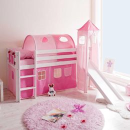 Pharao24.de Kinderhochbett in Pink Rosa-Pink
