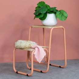 Pharao24.de Blumenhocker Pflanzenhocker in Terracotta aus Eiche Massivholz & Stahl