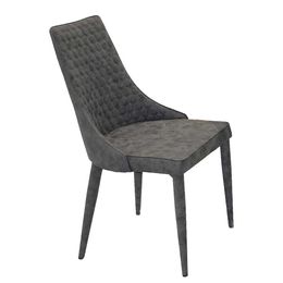 Pharao24.de Polsterstuehle Esszimmer in Grau gesteppt hoher Lehne (2er Set)