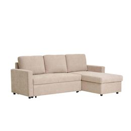 Pharao24.de L Sofa Sofa in Beigegrau aus meliertem Webstoff