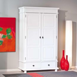 Pharao24.de Kiefer Kleiderschrank in Wei&szlig; Landhausstil