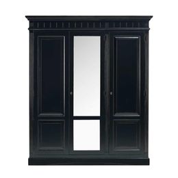 Pharao24.de Schlafzimmer Kleiderschrank in Schwarz Spiegel