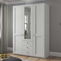 Pharao24.de Schlafzimmerkleiderschrank in Wei&szlig; drei Schubladen und T&uuml;ren aus Spanplatte 150x216x58 cm Pharao24