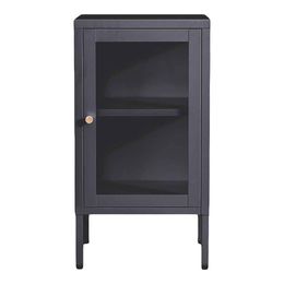 Pharao24.de Schmaler Metall Vitrinenschrank in Dunkelgrau 70 cm hoch